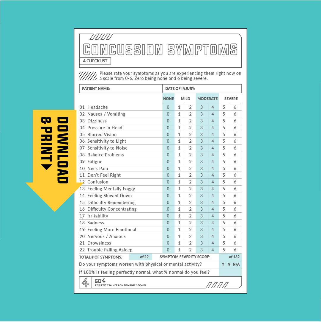 Concussions Symptoms Checklist - Go4